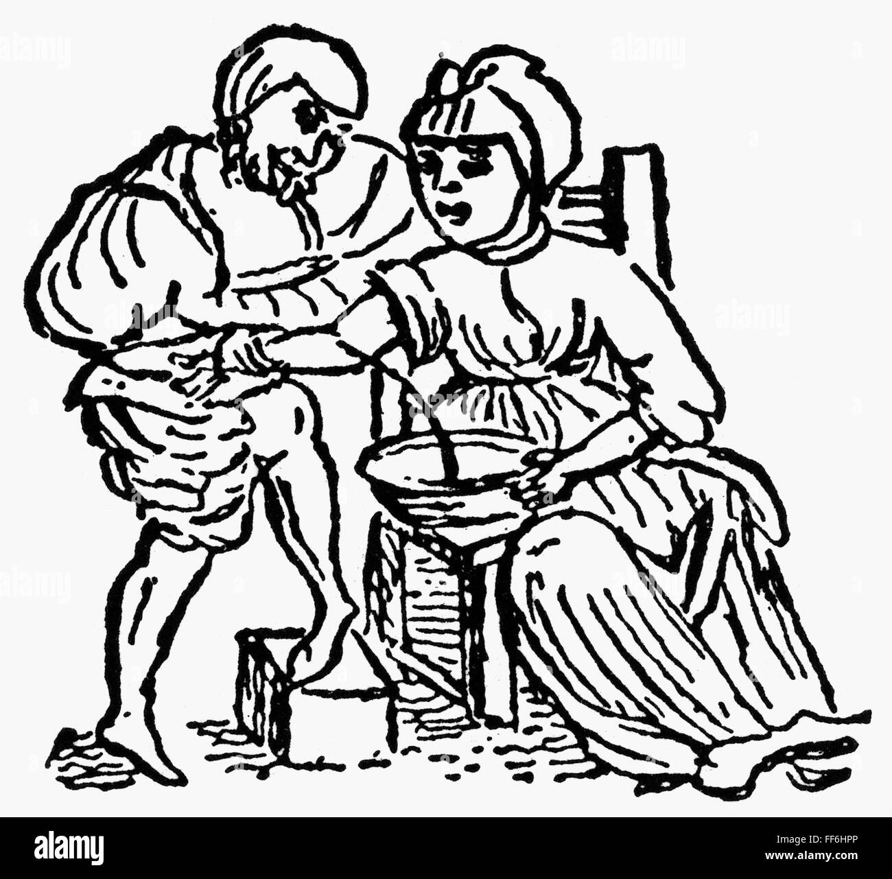 BLOODLETTING, 15th CENTURY. /n'The Benefits of Bleeding.' Woodcut from ...