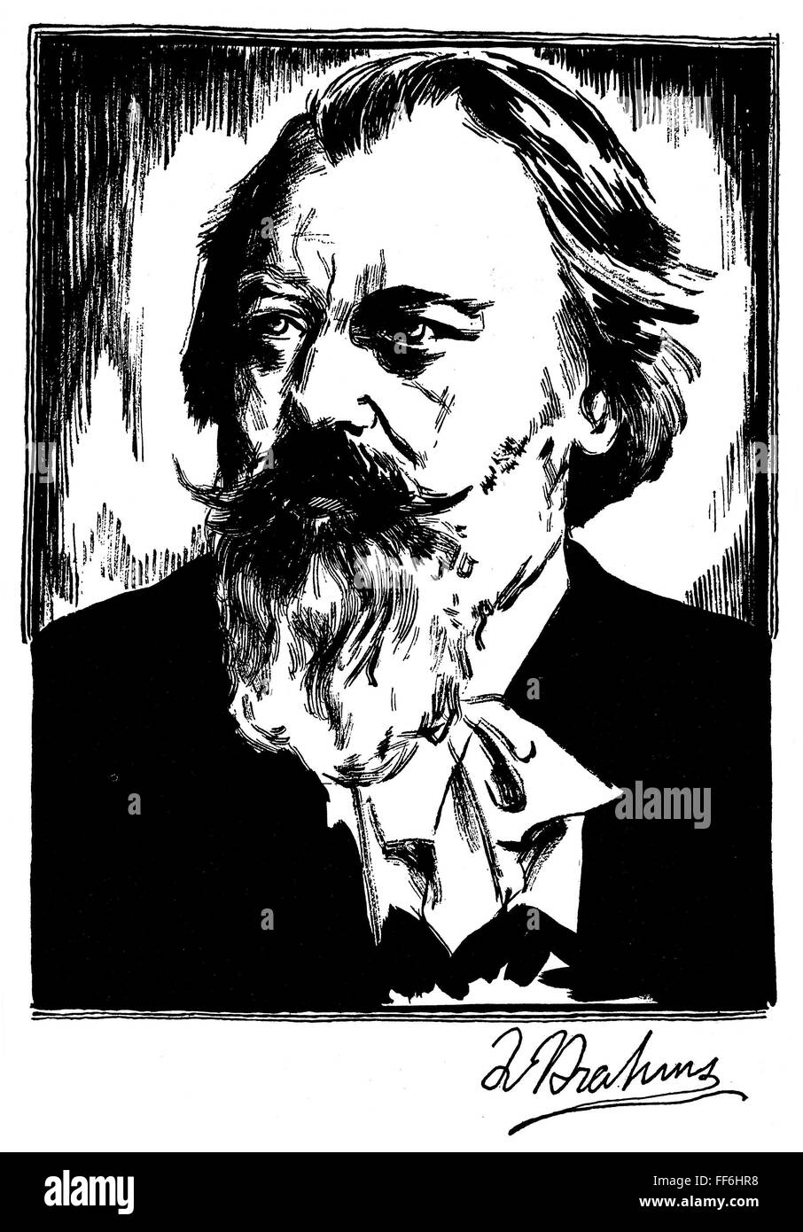 JOHANNES BRAHMS (1833-1897). /nGerman composer and pianist. Drawing ...