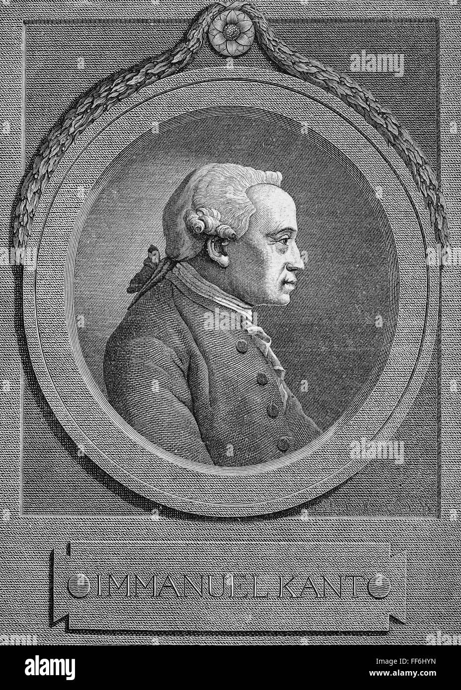 IMMANUEL KANT (1724-1804). /nGerman philosopher. Copper engraving, 18th ...