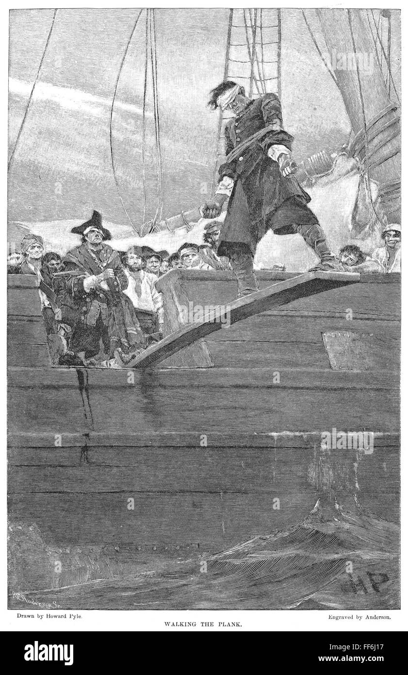 PIRATES: WALKING THE PLANK. /nWood engraving, 1887, after Howard Pyle ...