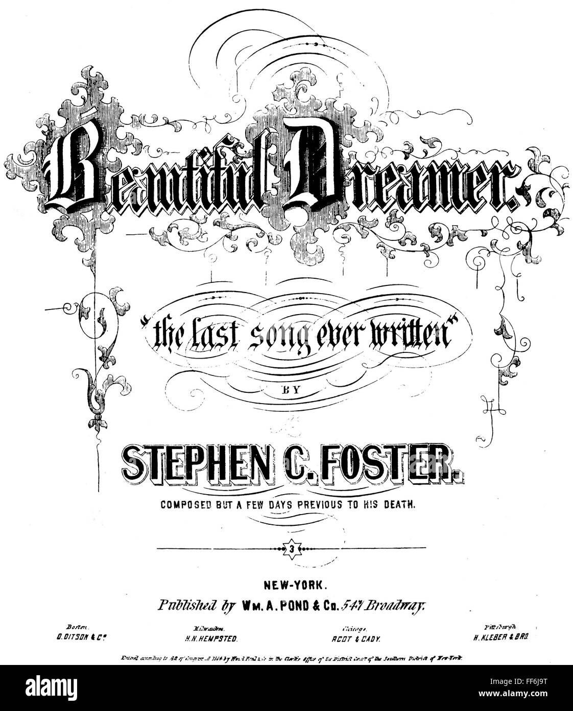 FOSTER SONG SHEET COVER. /nCover of the first edition of Stephen Foster ...