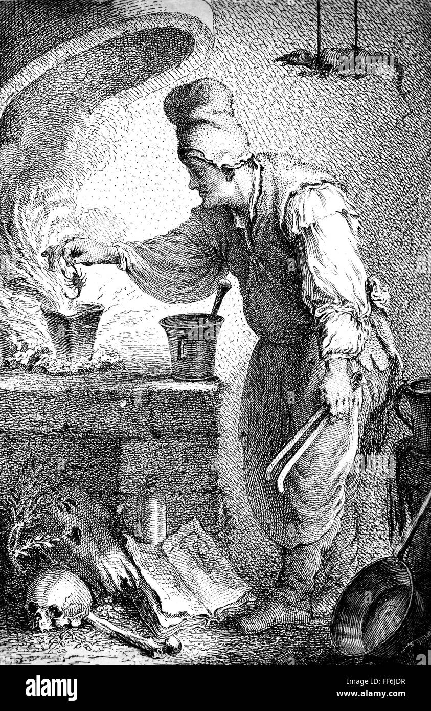 ALCHEMIST, 18th CENTURY. /nAn alchemist adding a scorpion to a potion ...