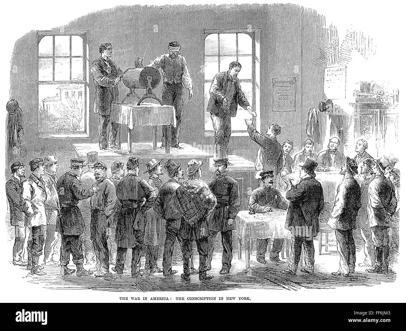 CIVIL WAR: DRAFT. /nMilitary conscription in New York. Wood engraving ...