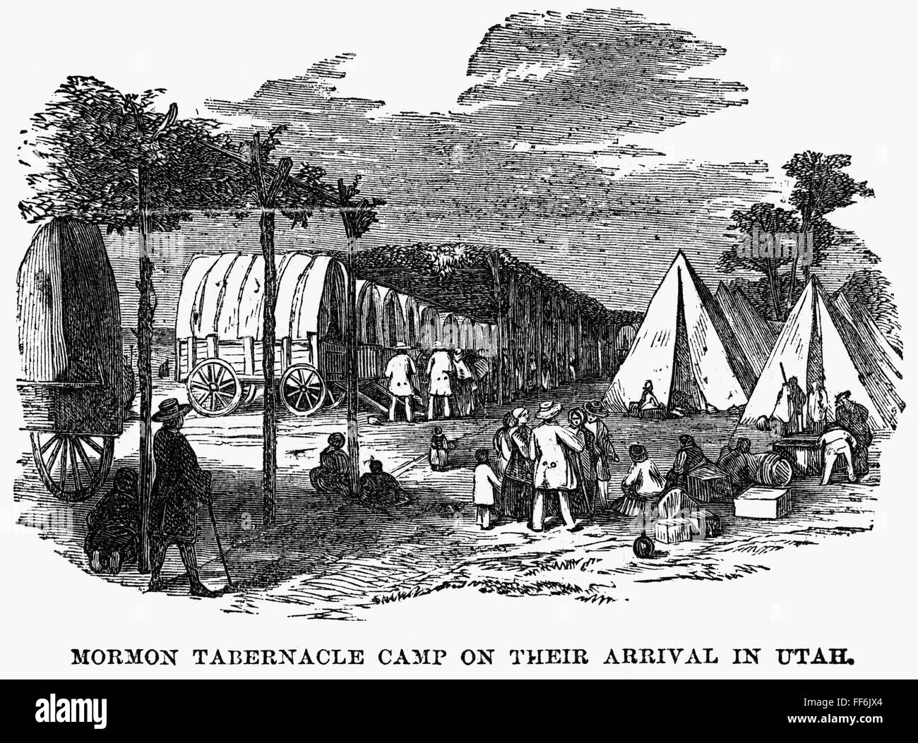 MORMON IN UTAH, 1847. /n'Mormon Tabernacle camp on their arrival in ...