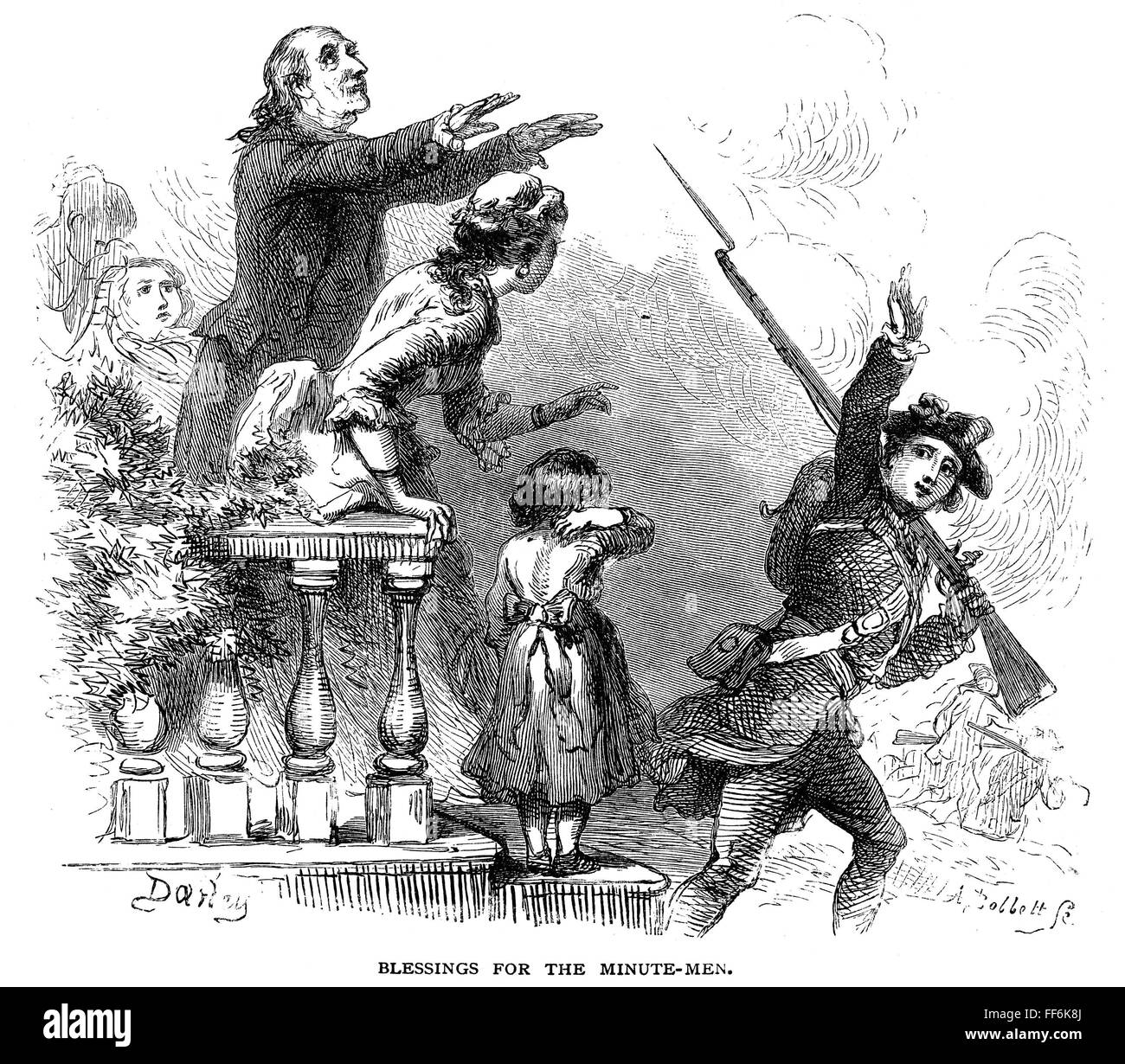 MINUTEMAN: BLESSING, 1776. /nMinuteman marching off to join the ...