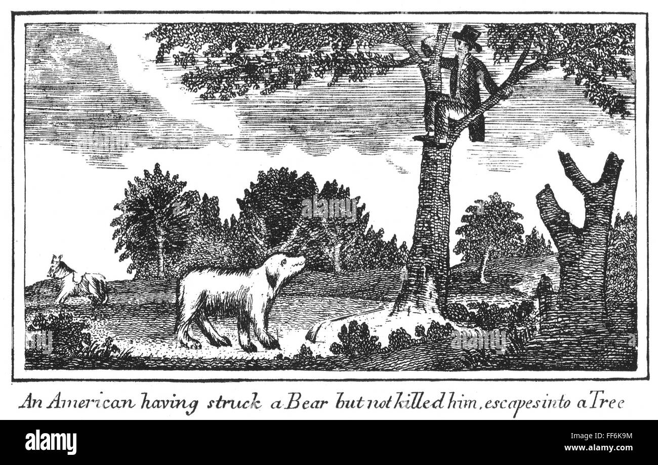 LEWIS & CLARK: BEAR, 1800s. /nEscaping from a bear during the Lewis ...