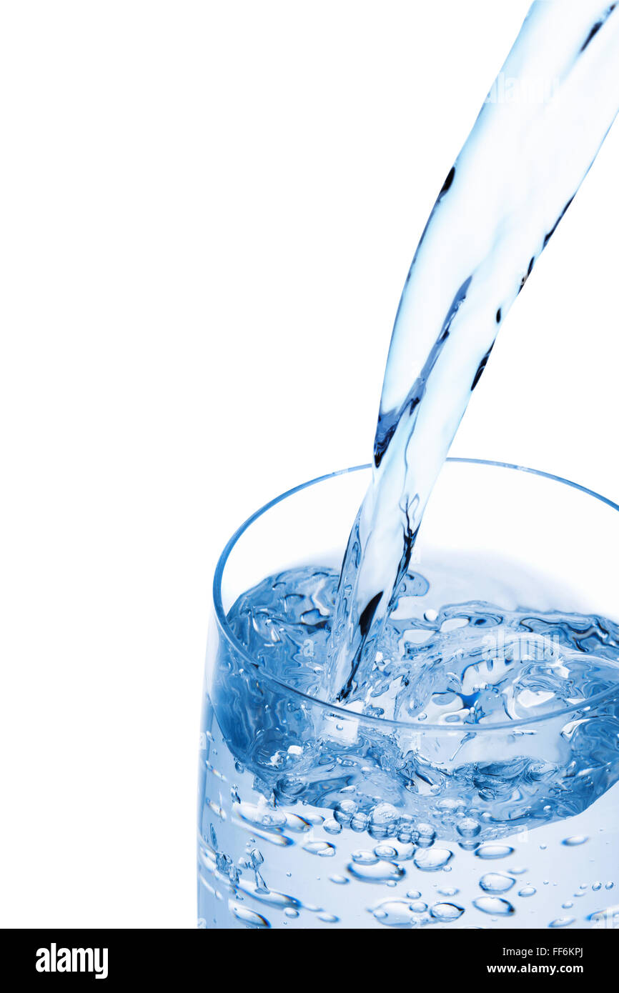 Water pouring into a glass, isolated on the white background, clipping path included Stock Photo ...
