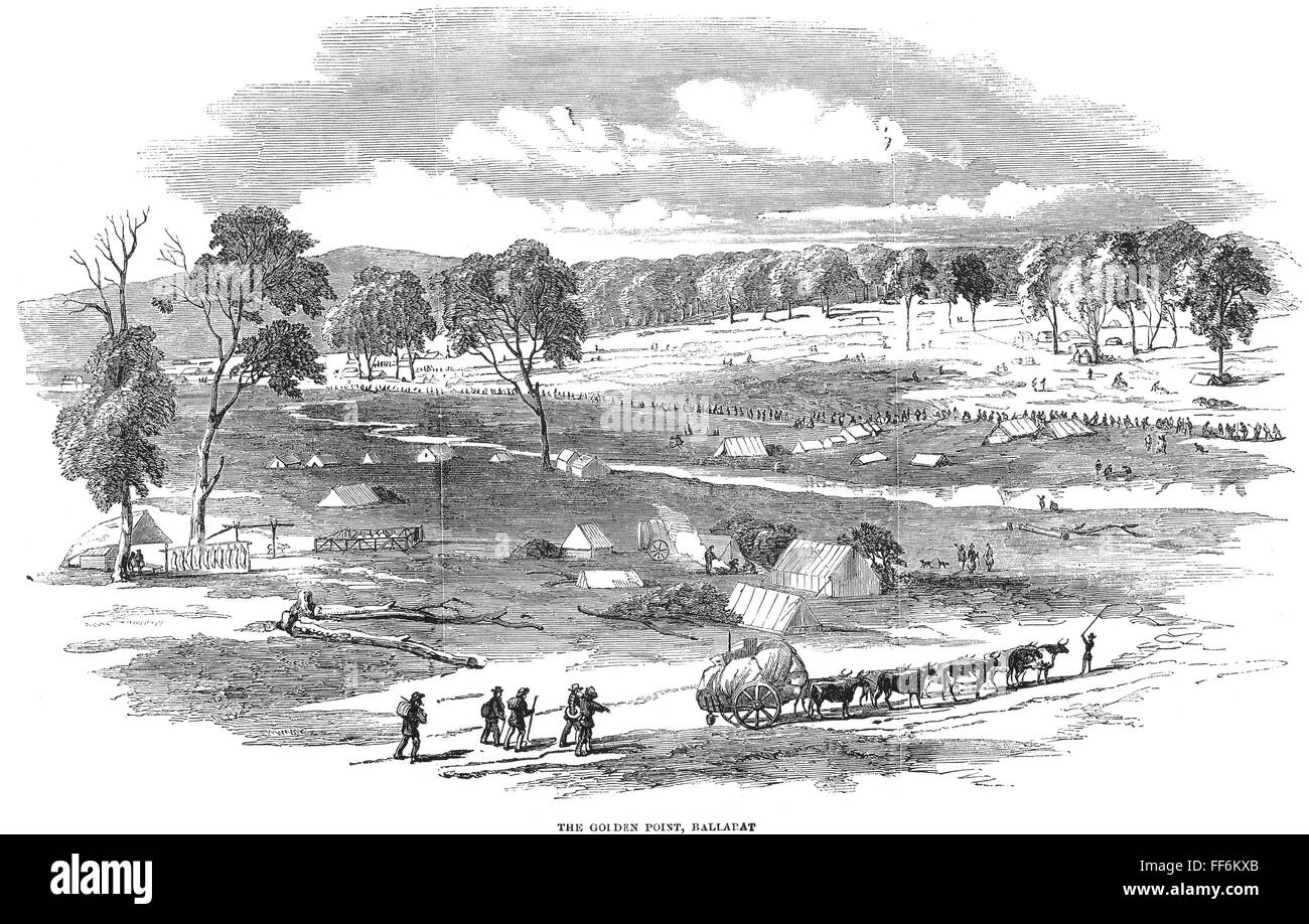 AUSTRALIAN GOLD RUSH, 1852. /nThe Golden Point at Ballarat, Australia ...