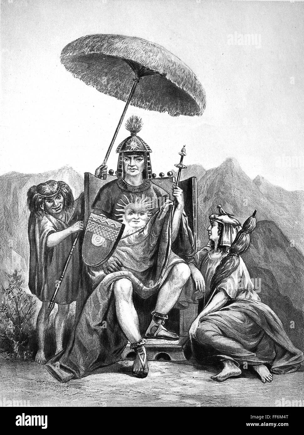 PERU: INCA KING. /n'The Inca on His Throne with Wife and Dwarf ...