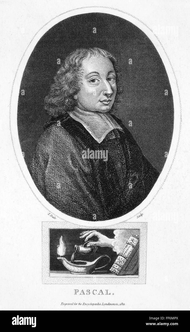 BLAISE PASCAL (1623-1662). /nFrench scientist and philosopher. Line and ...