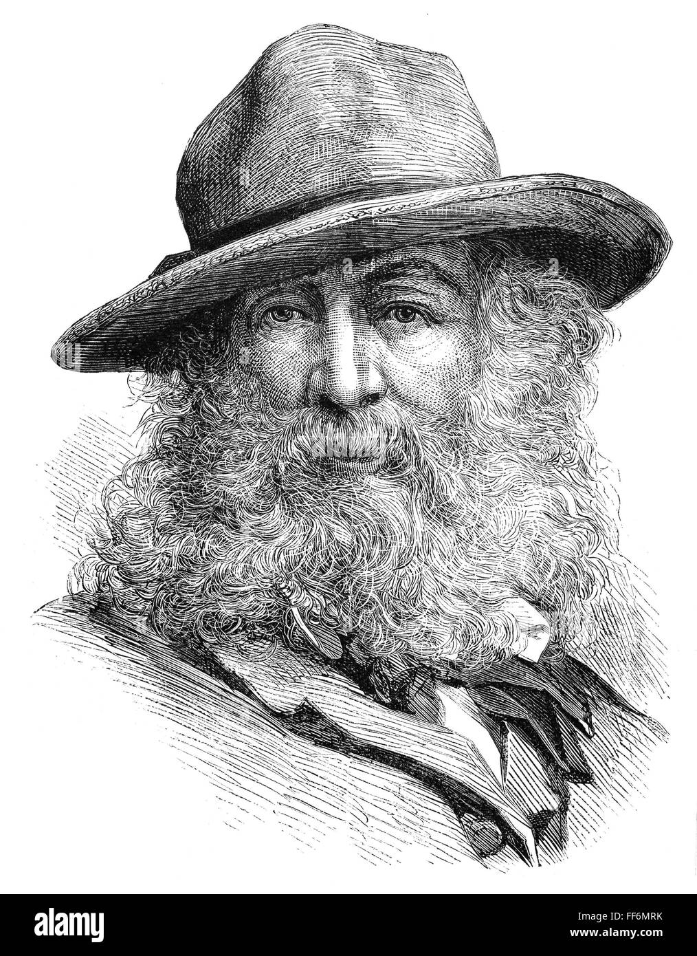 WALT WHITMAN (1819-1892). /nAmerican poet. Wood engraving, 1876 Stock ...