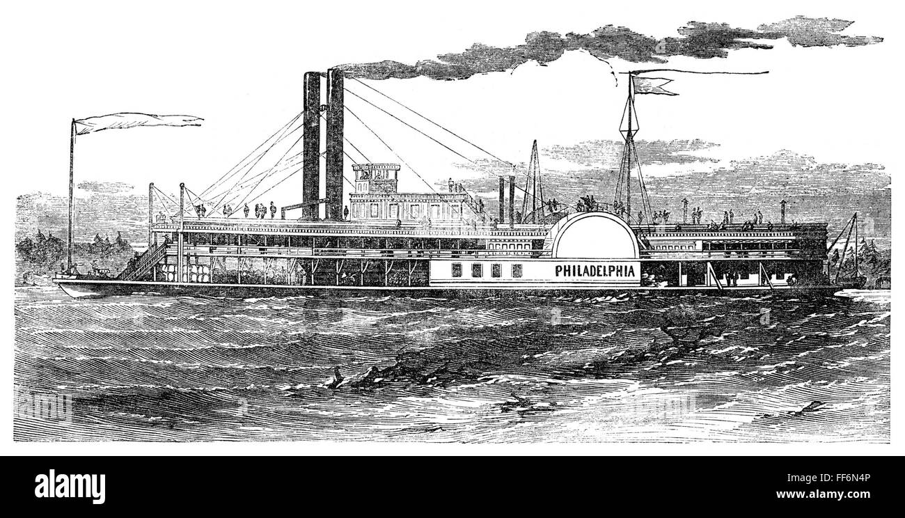 STEAMBOAT, 1859. /nThe 'Philadelphia,' a Mississippi River steamboat ...