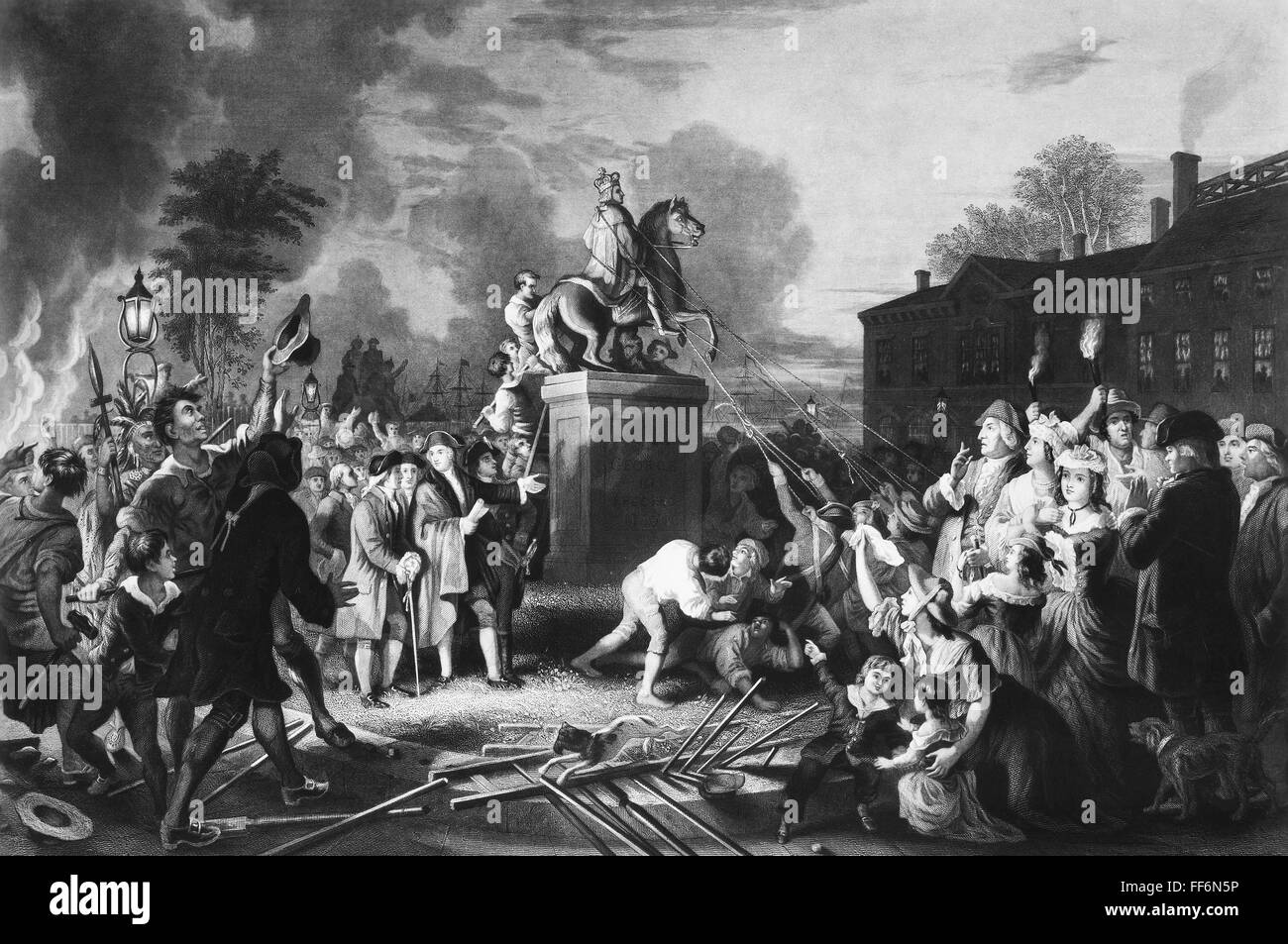 GEORGE III STATUE, 1776. /nSons of Freedom pulling down the statue of ...
