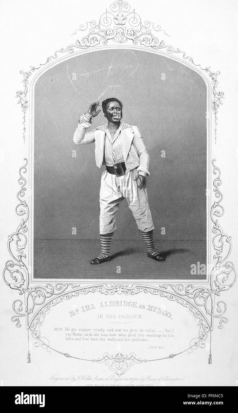 IRA ALDRIDGE (1807-1867). /nAmerican actor. Aldridge as Mungo in a 19th ...