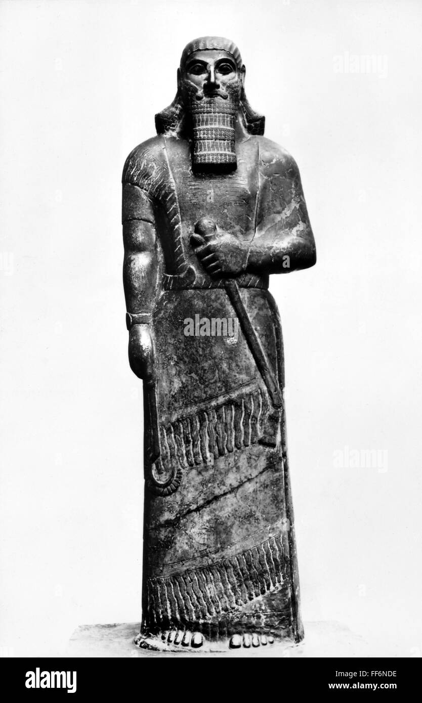 ASSYRIA: ASHURNASIRPAL II. /nSmall statue (height: 3 ft, 6 in) of ...