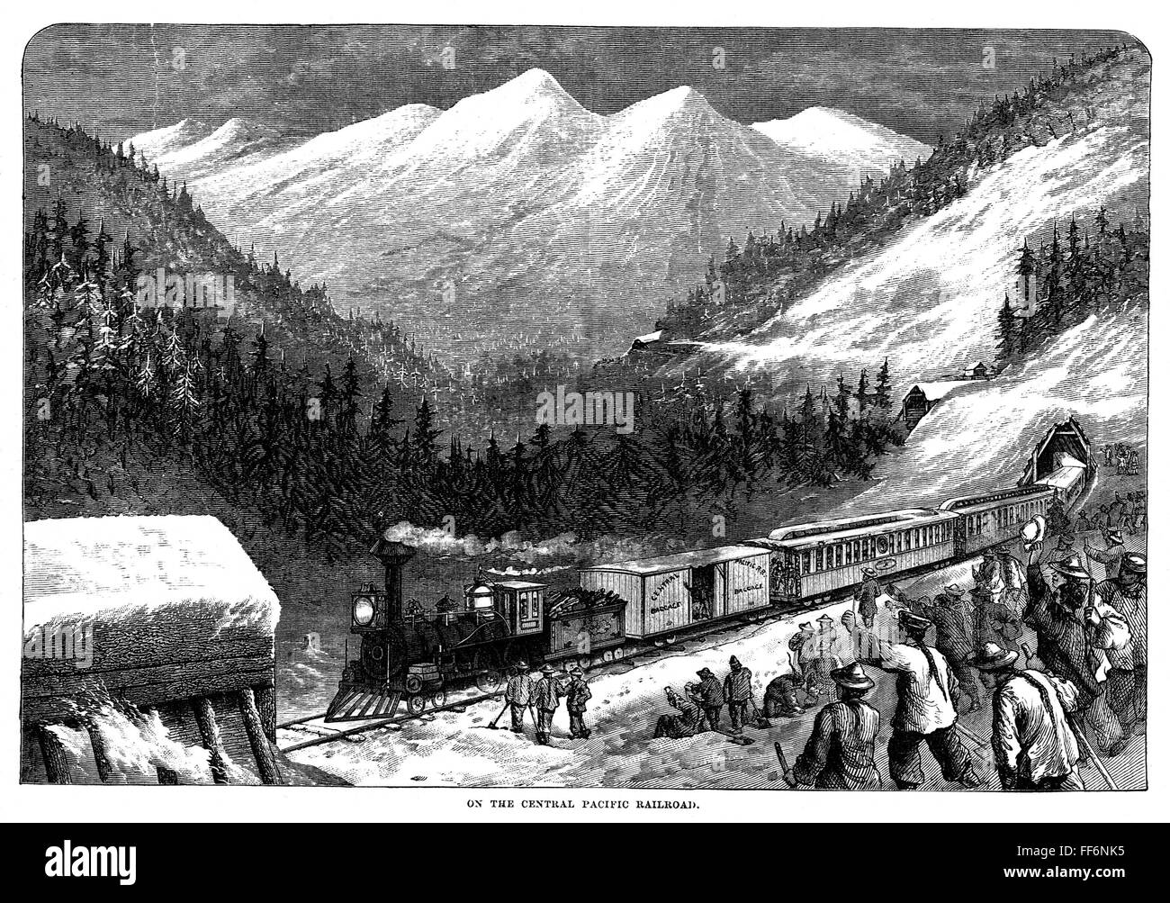 CHINESE LABORERS, 1868. /nChinese laborers building the Central Pacific ...