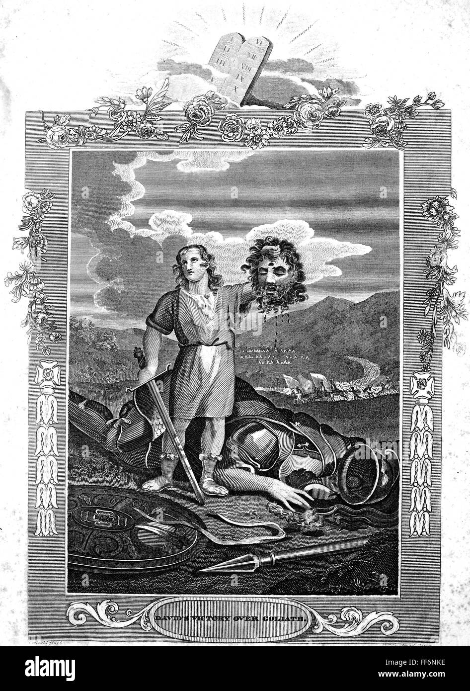 KING DAVID (d. 973 B.C.). /nKing of Judah and Israel. Line engraving ...