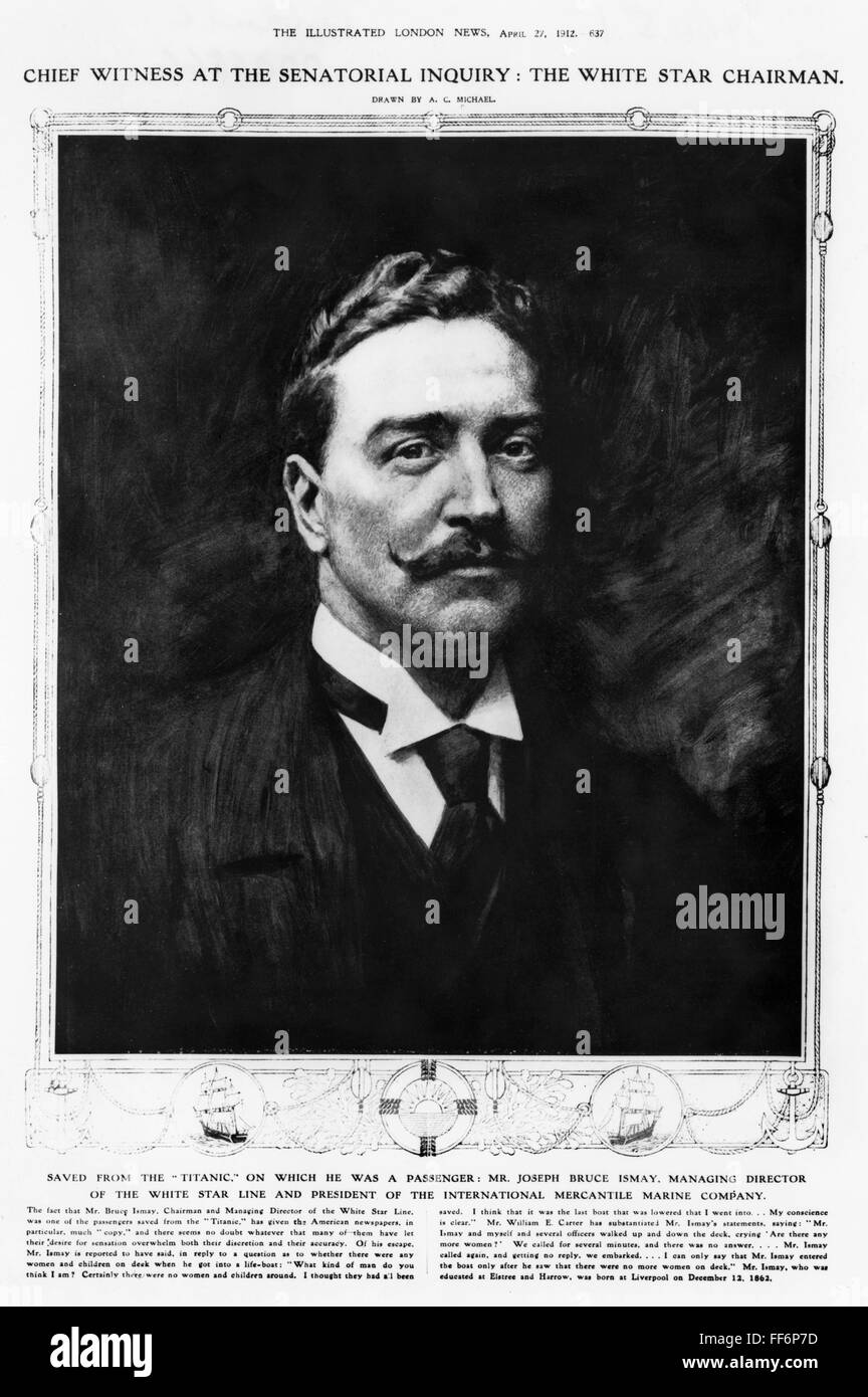 TITANIC: J. BRUCE ISMAY./nJoseph Bruce Ismay (1862-1937), chairman and ...