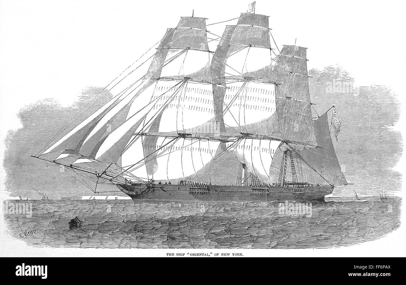 CLIPPER SHIP, 1850. /nThe American clipper ship 'Oriental,' of New York ...