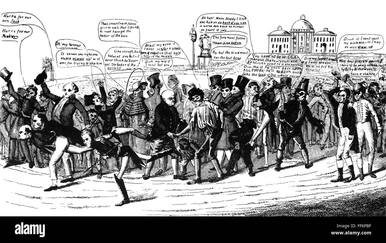 PRESIDENTIAL CAMPAIGN, 1824. /n'A Foot-Race.' Cartoon etching by David ...