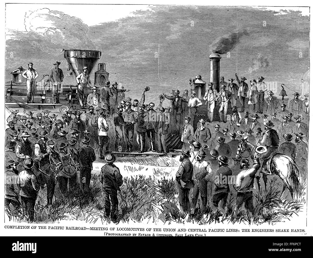 PROMONTORY POINT, 1869. /nThe joining of the Central Pacific (left) and ...