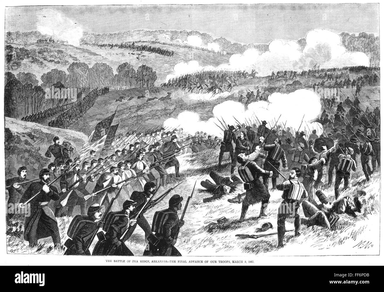 BATTLE OF PEA RIDGE, 1862. /nThe defeat of the Confederate Army under ...