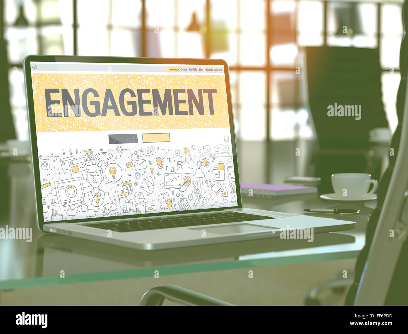 Laptop Screen with Engagement Concept Stock Photo - Alamy