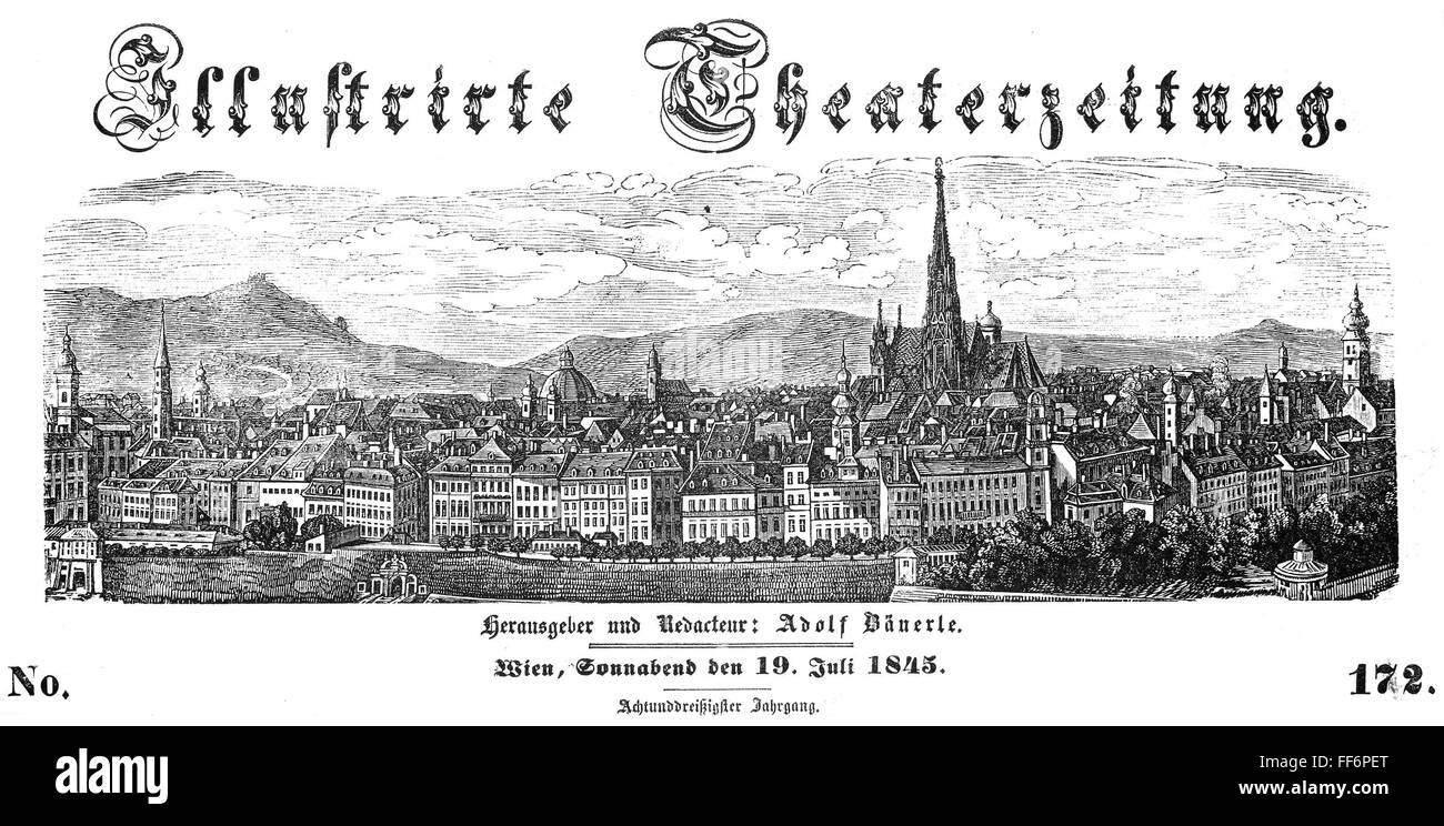 VIENNA, AUSTRIA, 1845. /nPanoramic view of Vienna. Wood engraving from ...