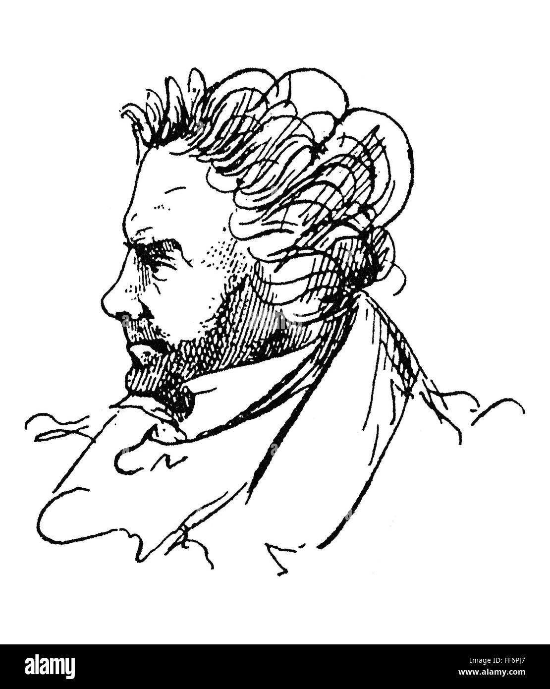 LUDWIG van BEETHOVEN /n(1770-1827). German composer. Drawing by J.P ...