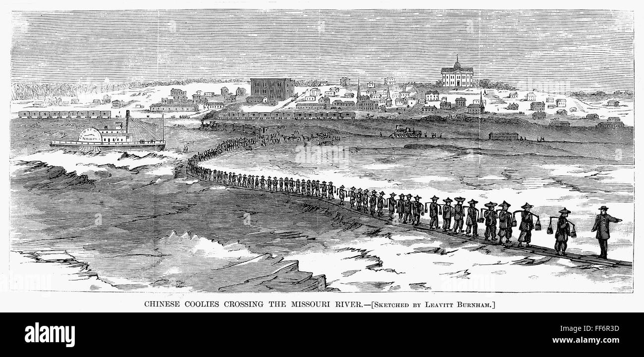 CHINESE LABORERS, 1870. /nChinese coolies employed to work on the ...