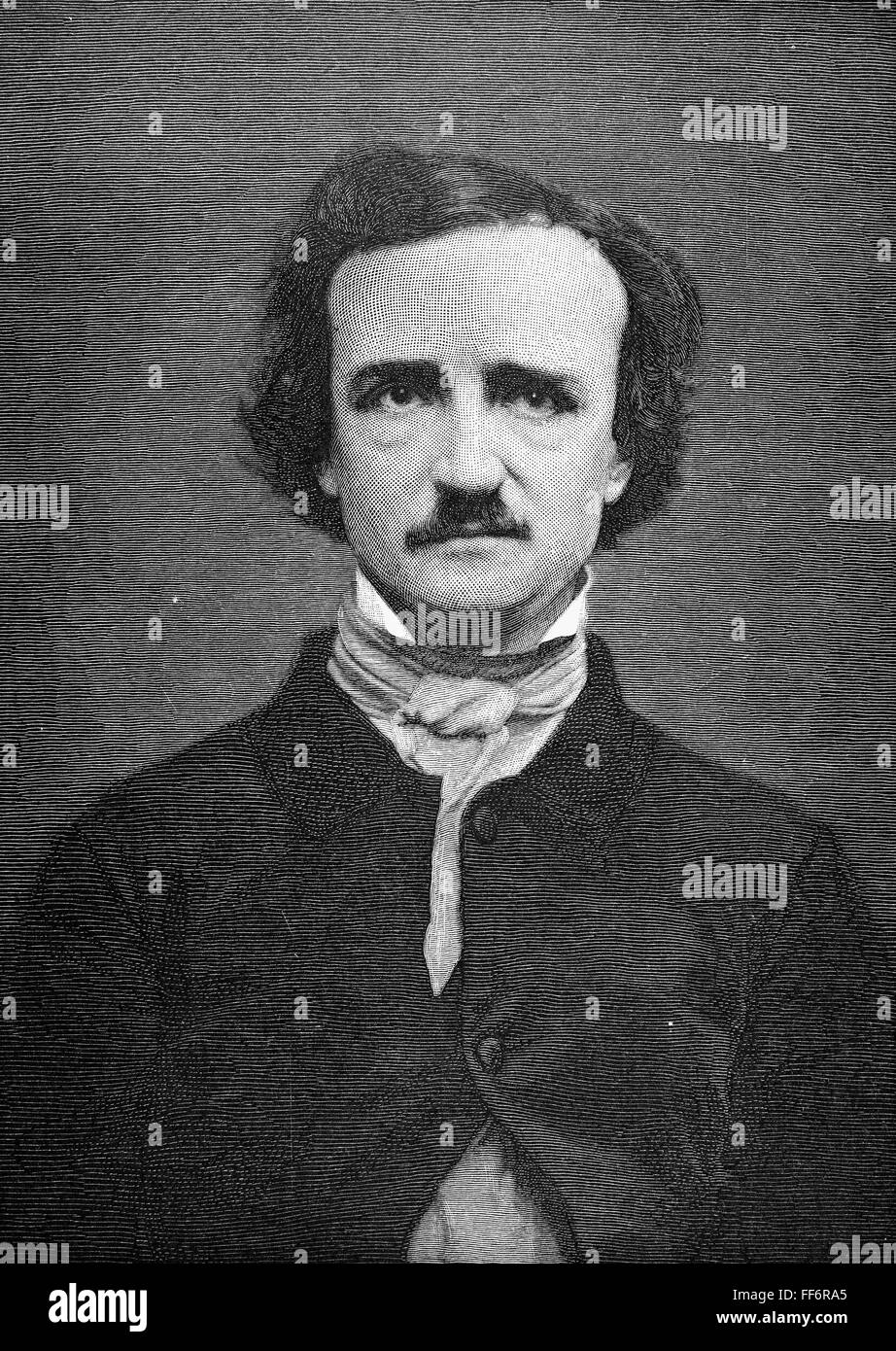 EDGAR ALLAN POE (1809-1849). /nAmerican writer. Wood engraving, 19th ...