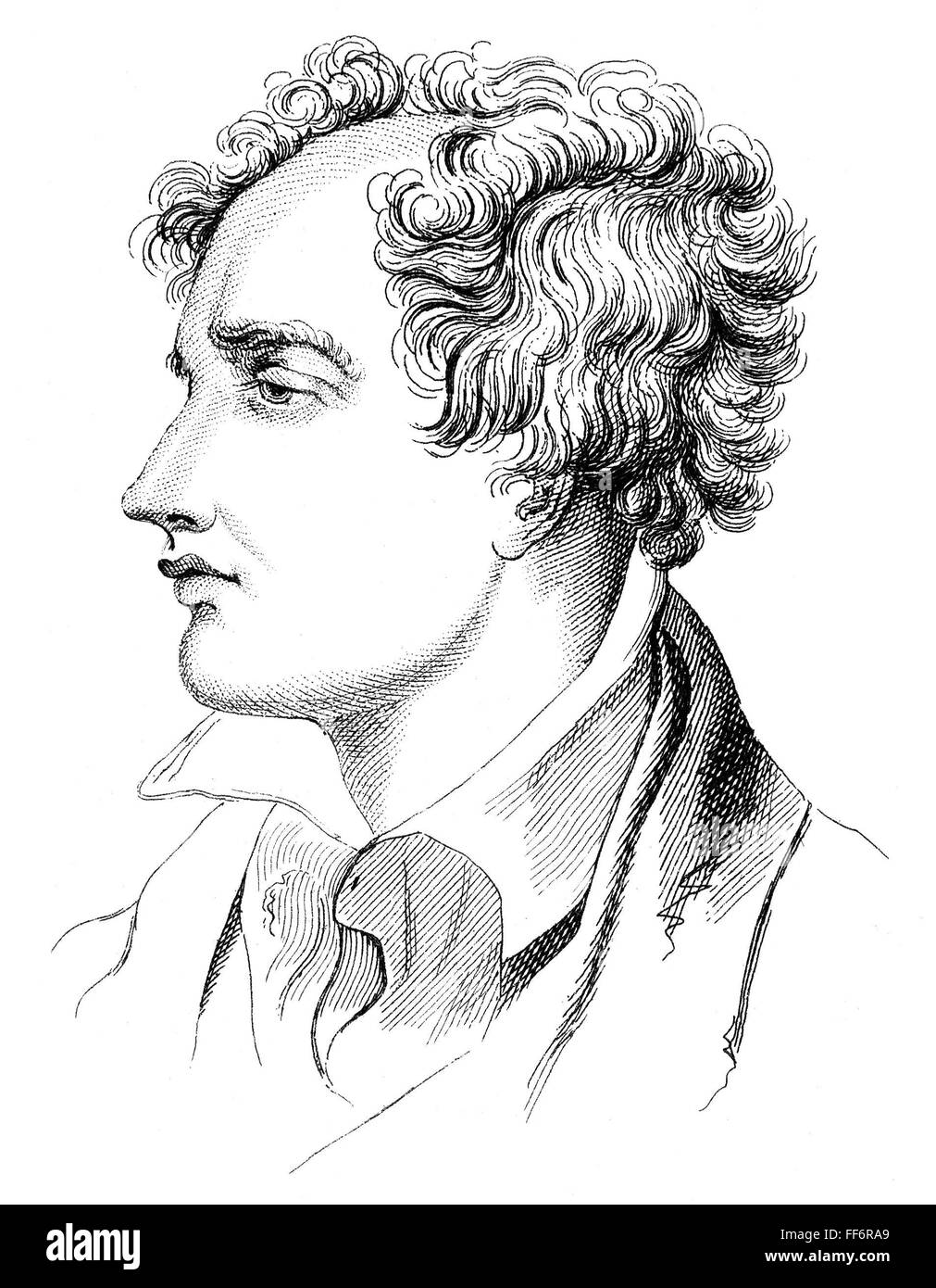 GEORGE GORDON BYRON (1788-1824). /n6th Baron Byron. English poet. Etching, 19th century Stock ...