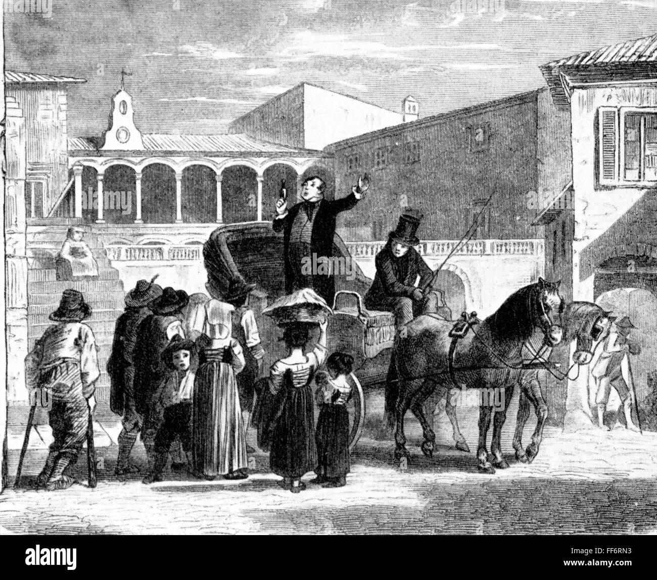 medicine, quacksalver, itinerant quacksalver, lithograph, circa 1860 ...