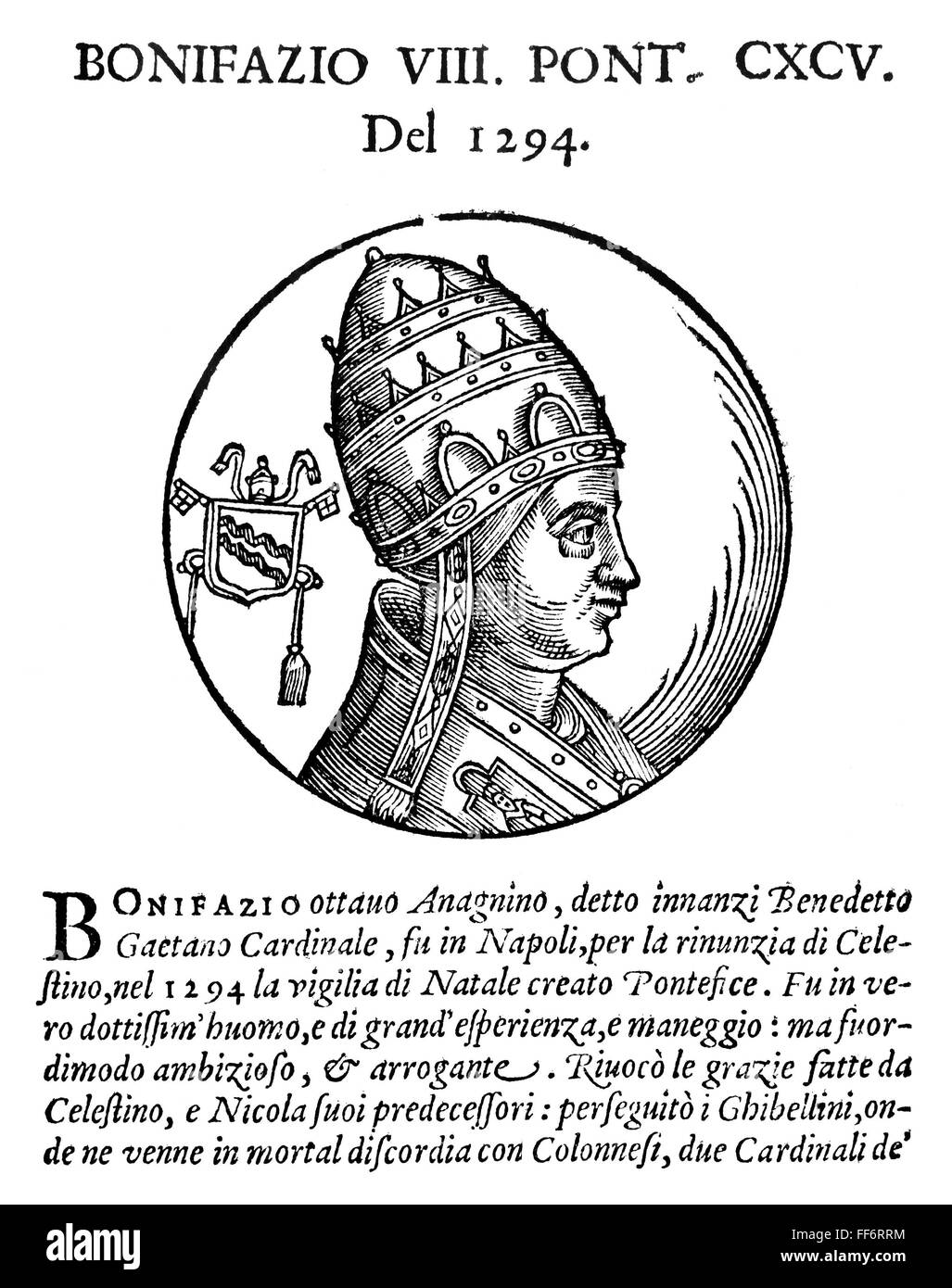 BONIFACE VIII (c1235-1303). /nPope, 1294-1303. Woodcut from Bartolomeo ...