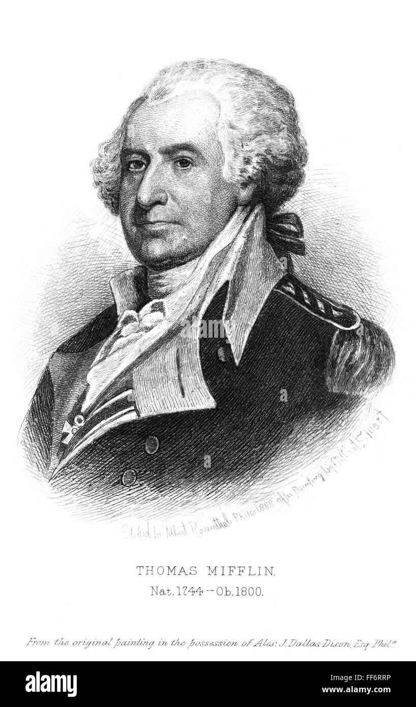 THOMAS MIFFLIN (1744-1800). /nAmerican soldier and statesman. Etching ...