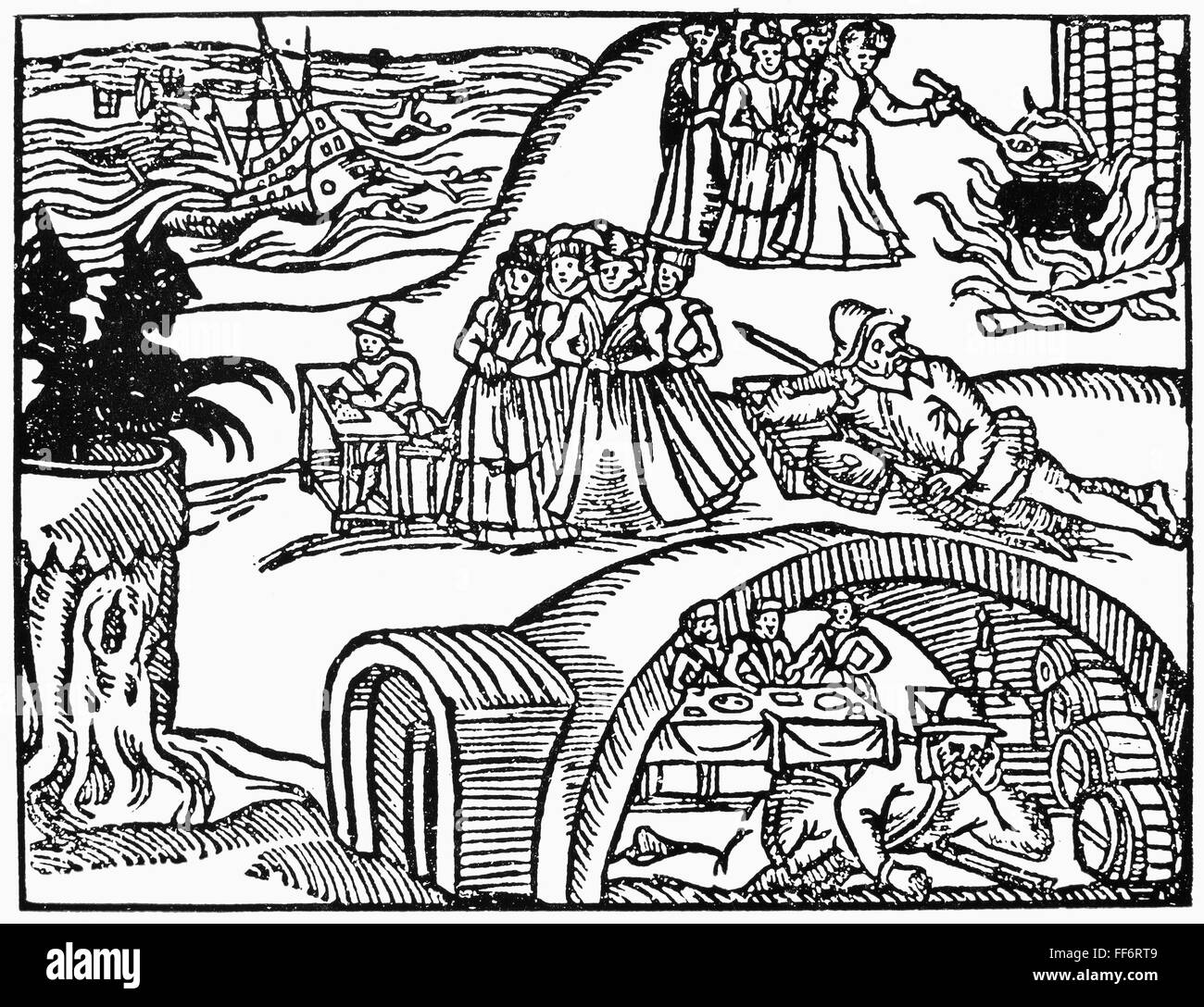 ENGLAND: WITCH, 1591. /nThe English witch, Agnes Sampson, and her coven ...