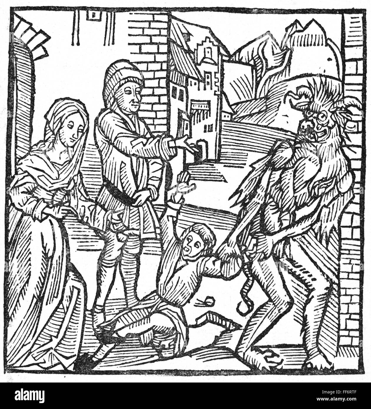 DEVIL AND CHILD, 1498. /nA child being taken away from his parents by ...