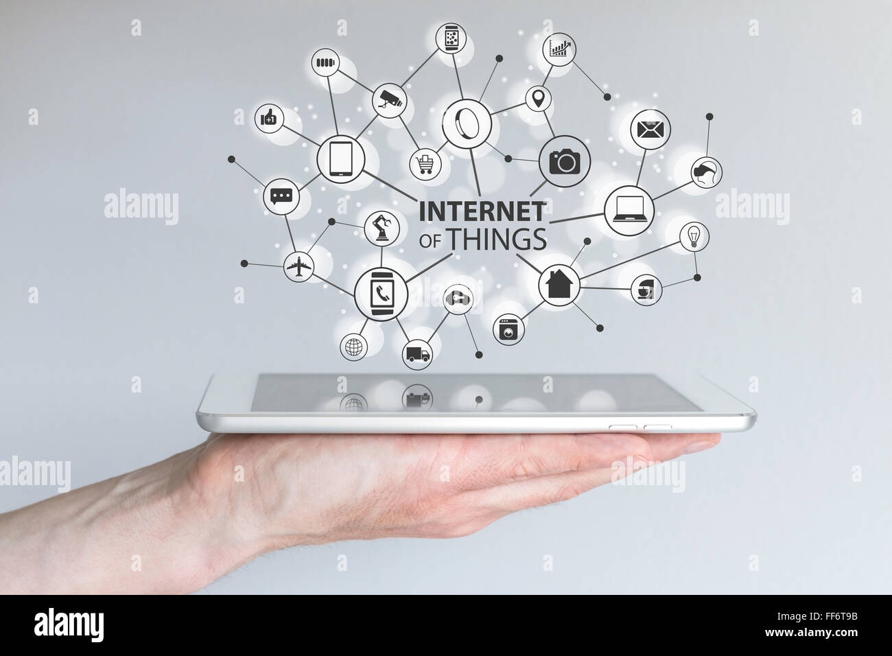 Internet of things (IOT) and mobile computing concept. Network of ...