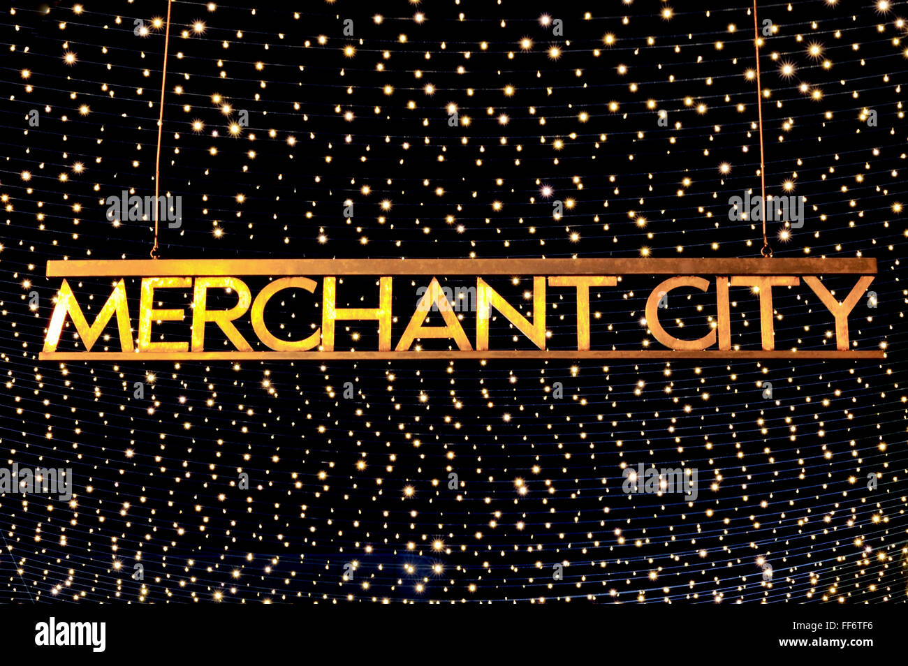 The Merchant City sign in Royal Exchange Square, Glasgow city centre ...