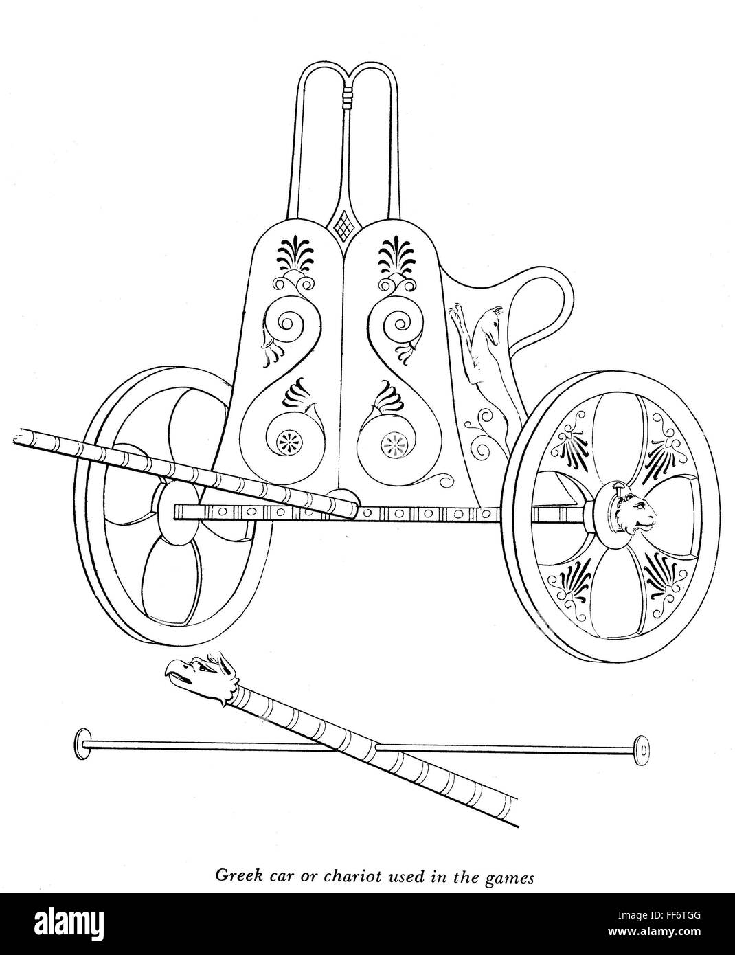 GREEK CHARIOT. /nGreek chariot of the type used in the Olympic Games ...