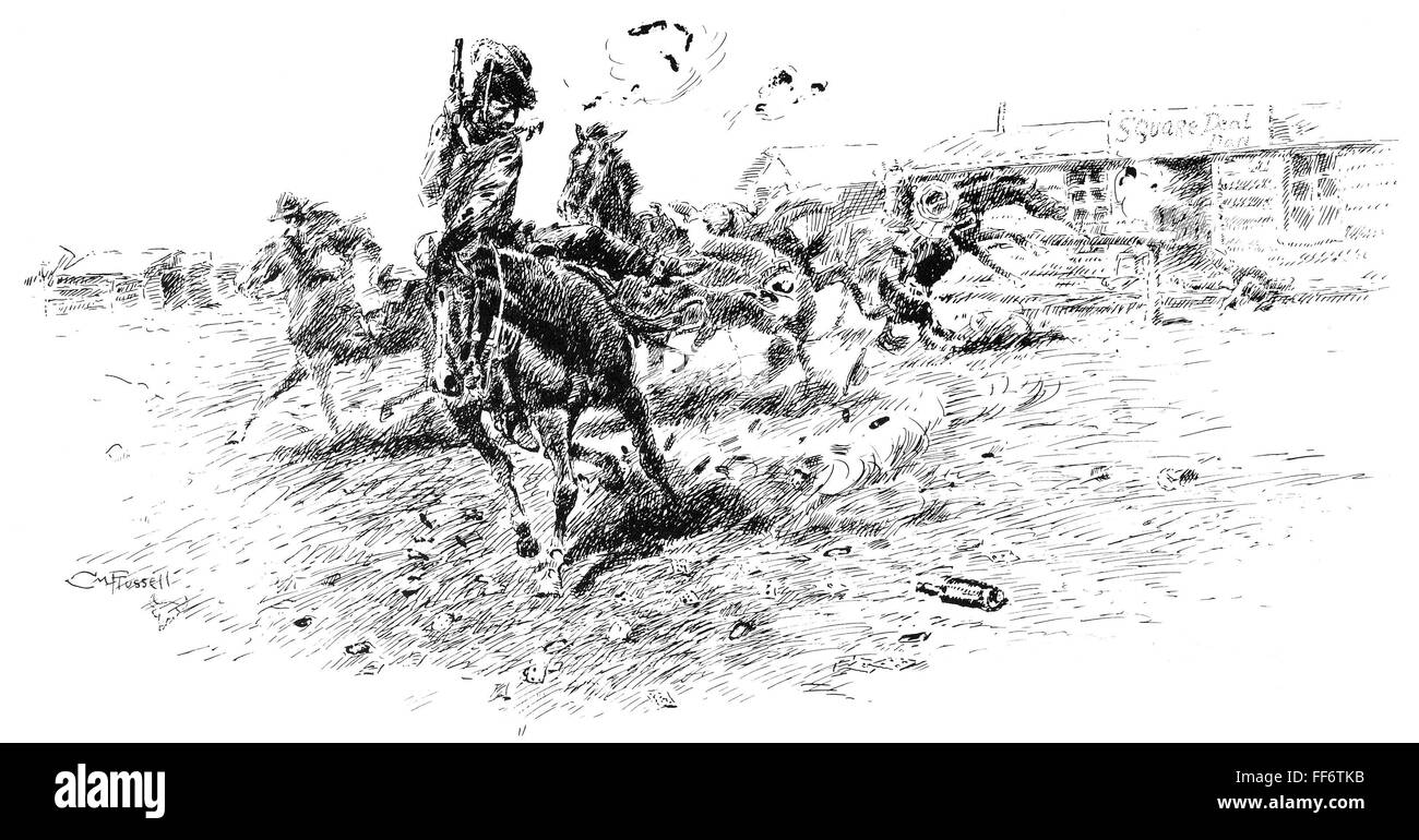 RUSSELL: BAD DAY. /n'A Bad Day at Square Deal Dan's.' Drawing by ...