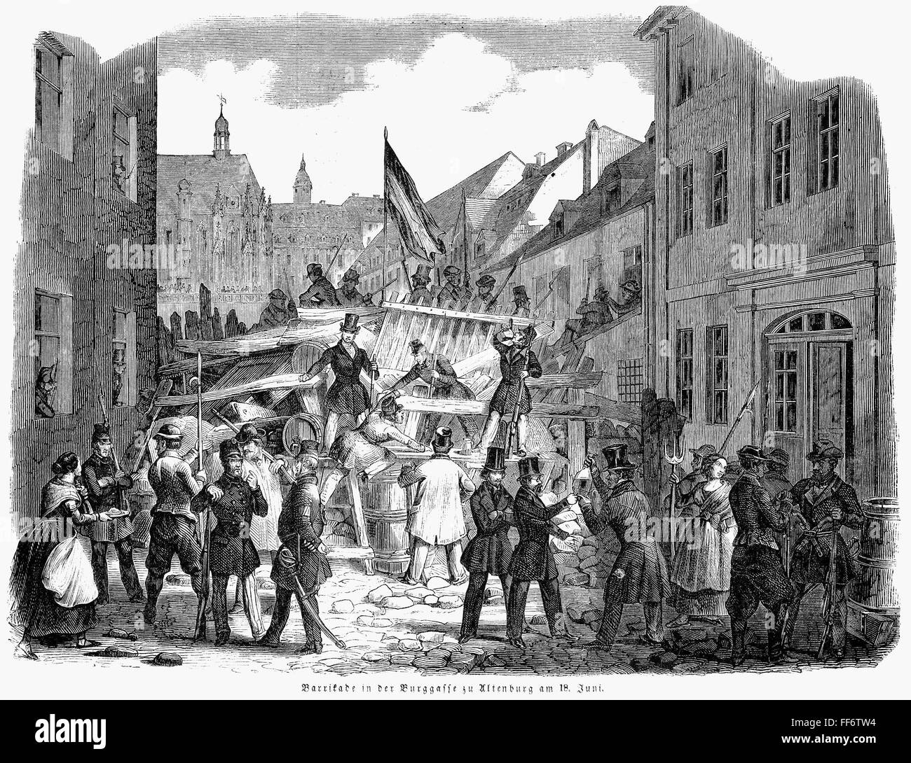 GERMANY: REVOLUTION, 1848. /nBarricade in the Burggasse at Altenburg ...
