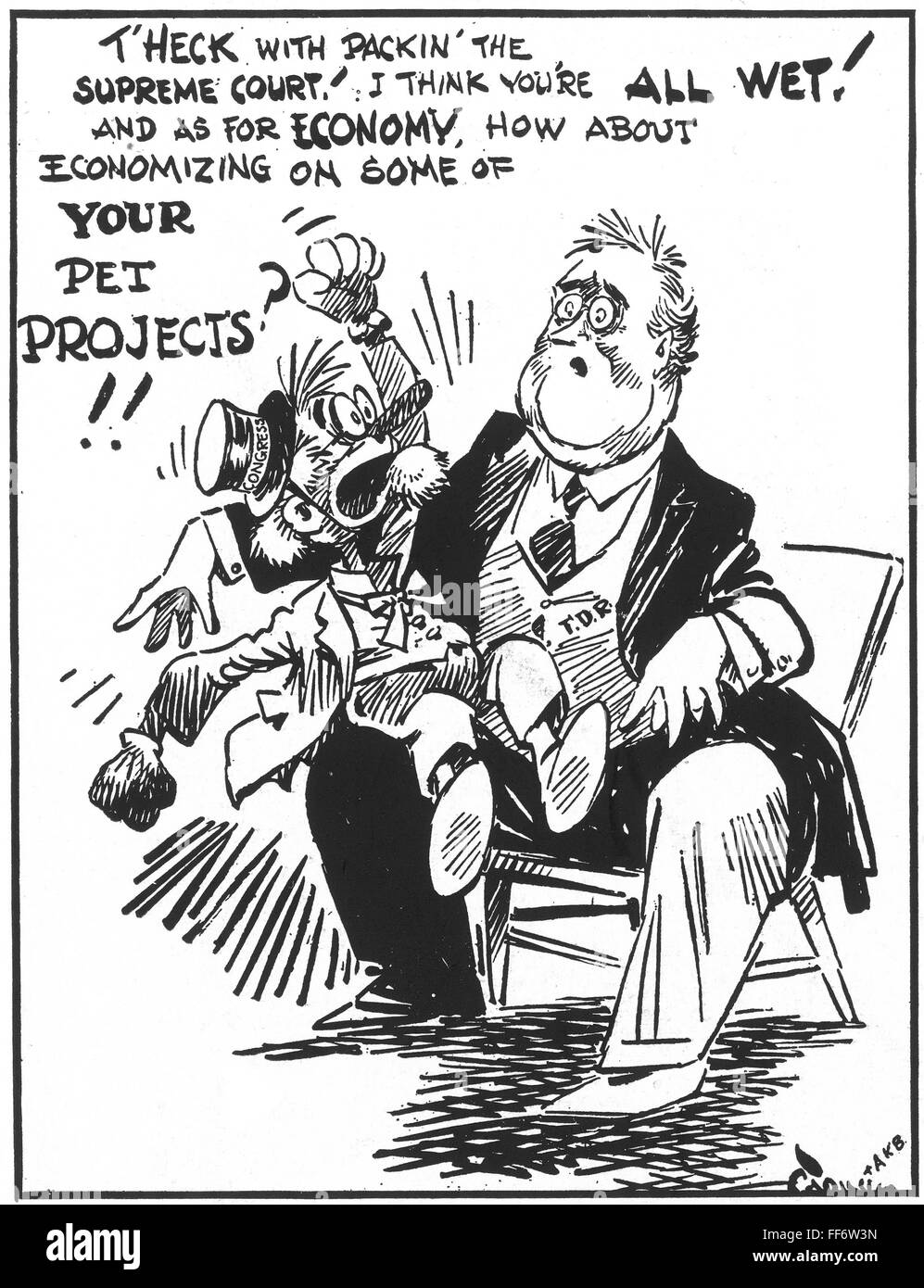 CARTOON: FDR & CONGRESS. /n'Back Talk from the Dummy.' A 1937 cartoon ...