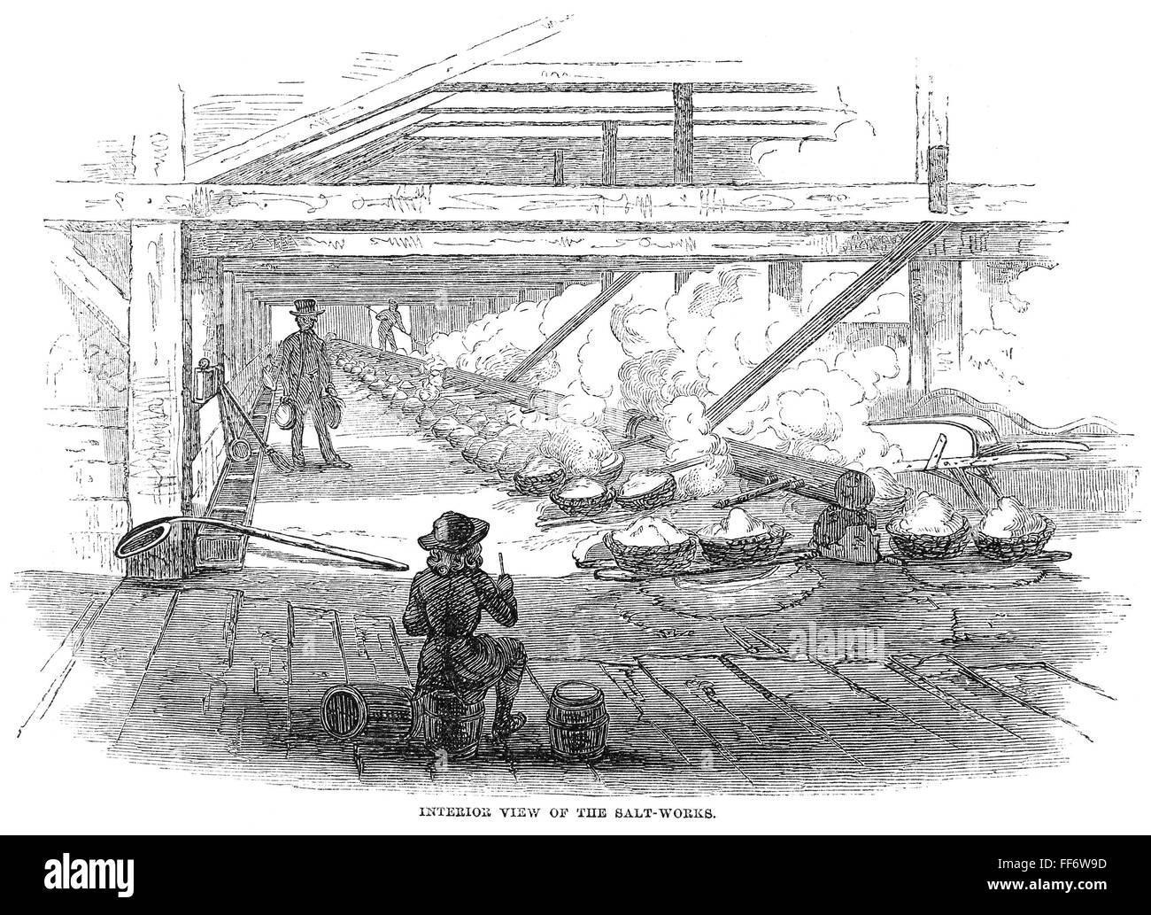 SLAVE LABOR, 1857. /nA Virginia salt-works using black slave labor ...
