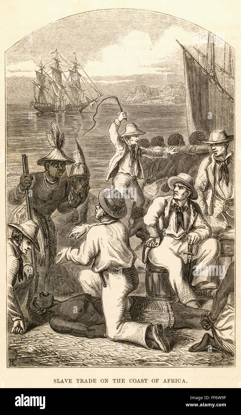 SLAVERY: AFRICA. /n'Slave trade on the coast of Africa.' Wood engraving ...