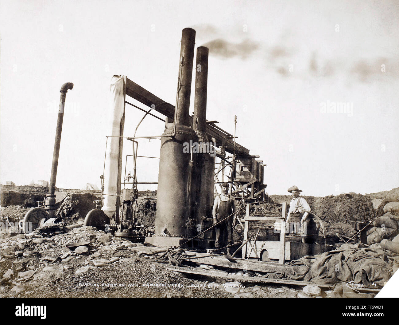 ALASKA: GOLD MINE, c1898. /nPumping factory for the sluicing operation ...