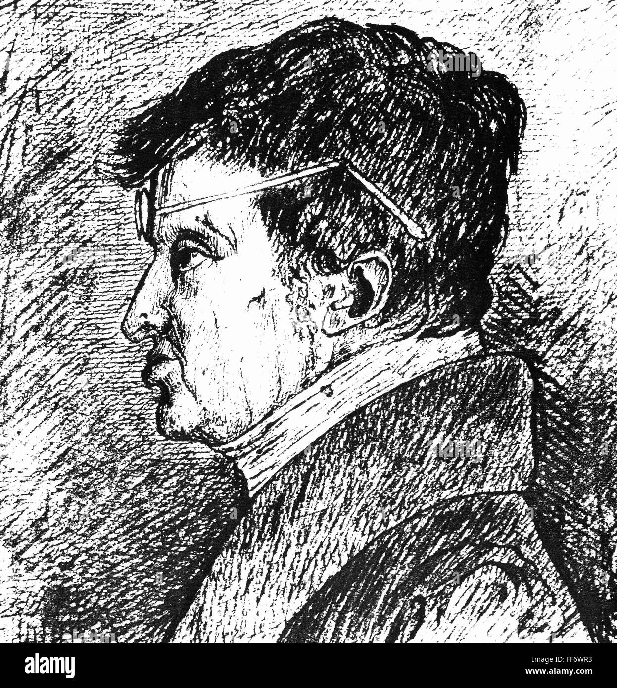 ANDRE MARIE AMPERE /n(1775-1836). French physicist. Self-portrait, pen ...