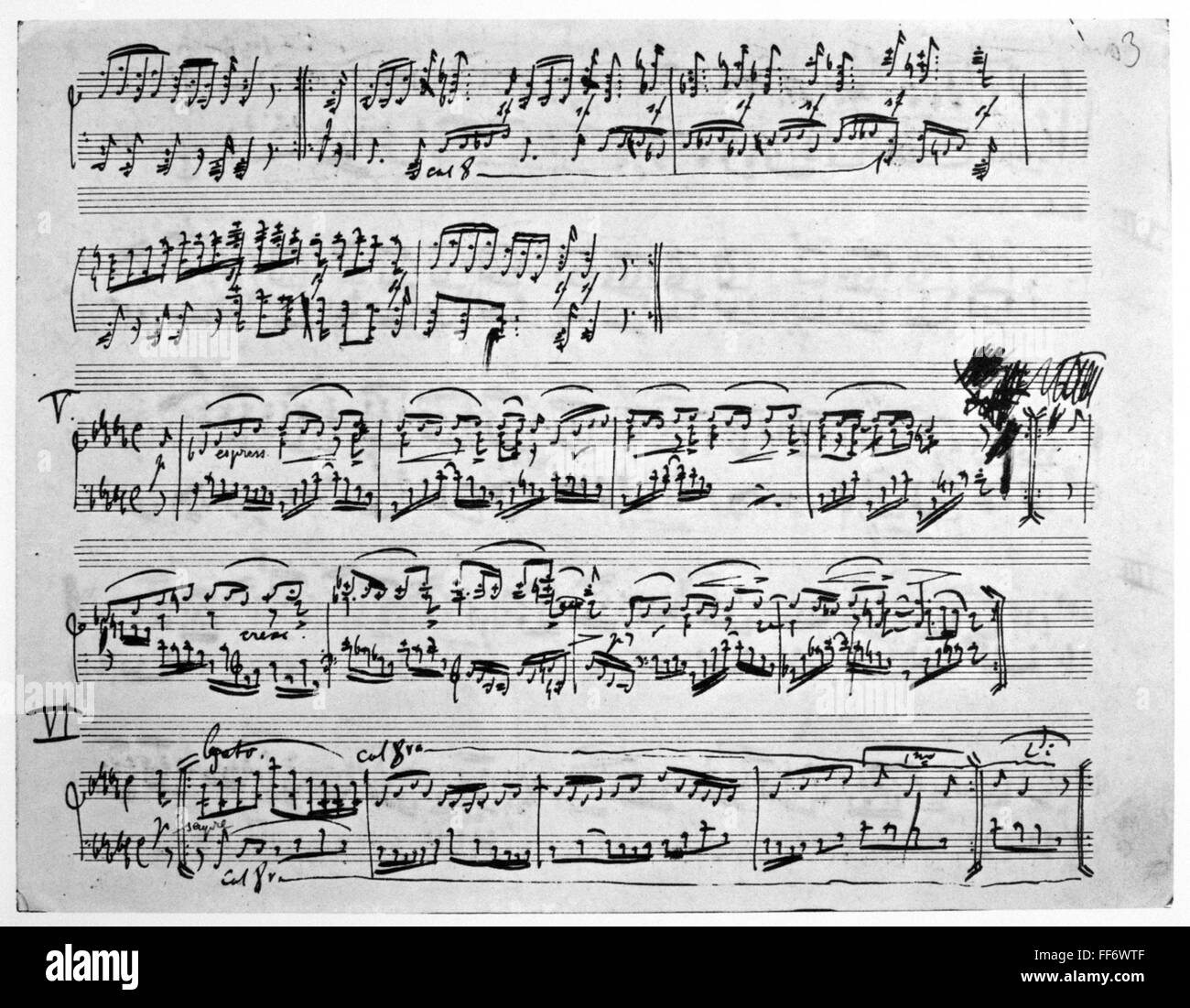 BRAHMS MANUSCRIPT, 1861. /nManuscript page of Johannes Brahms ...