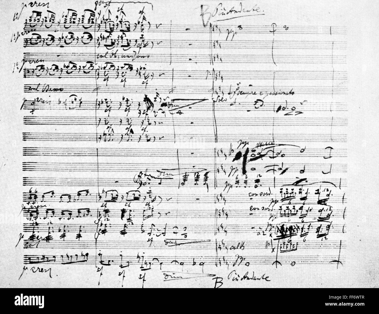 BRAHMS MANUSCRIPT, 1876. /nManuscript page of Johannes Brahms''First ...