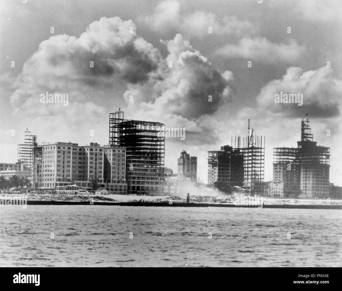MIAMI, FLORIDA, 1920s. /nMiami building construction in progress during ...